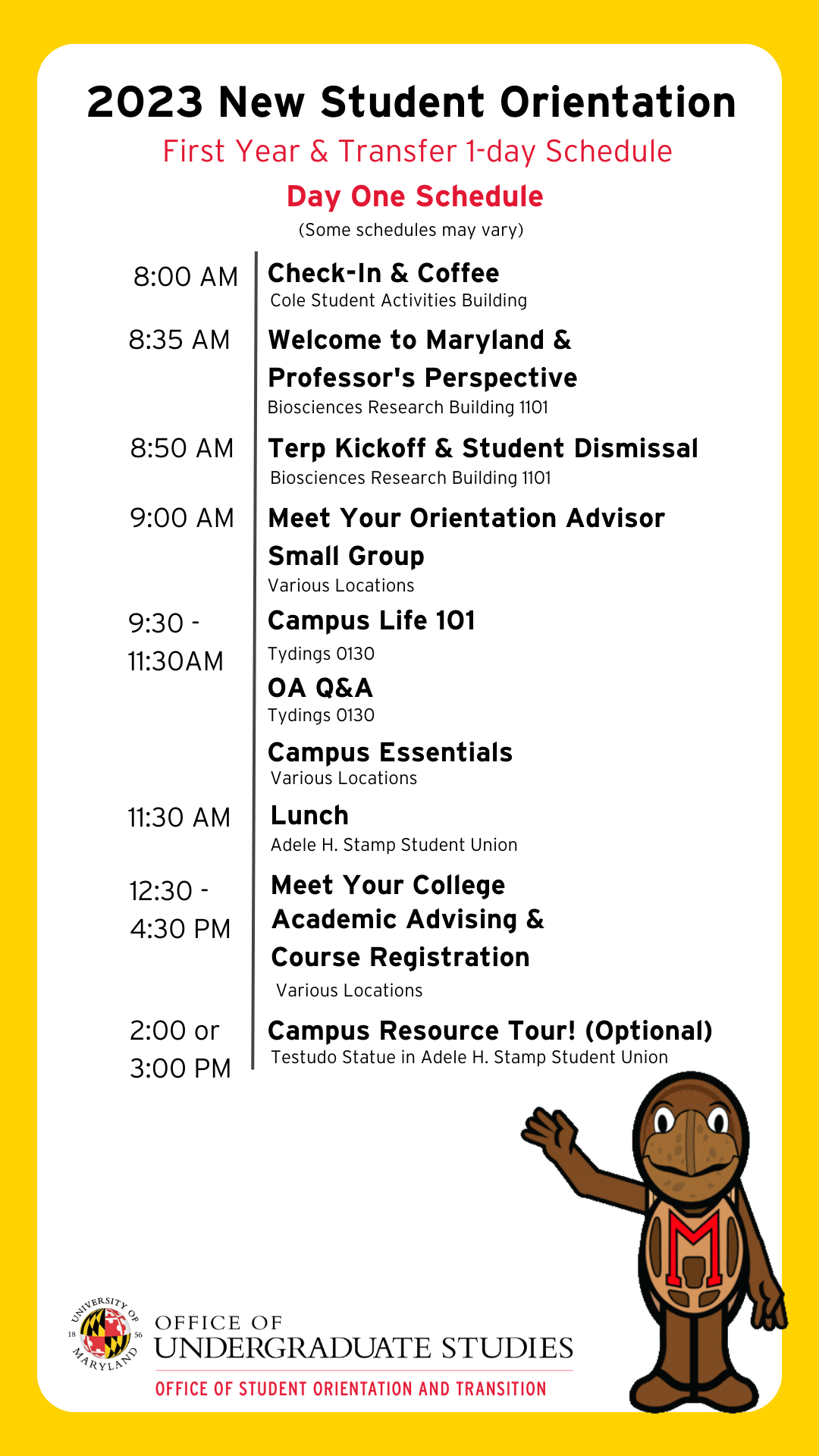 Transfer Registration & Schedules | UMD Orientation